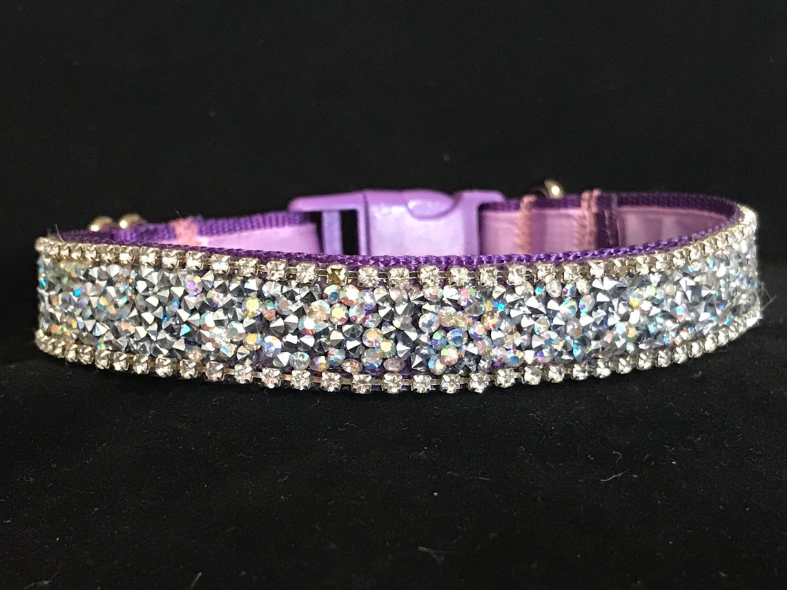 Rhinestone Bling Dog Collar, Purple Satin, Crystal Sparkly - Etsy