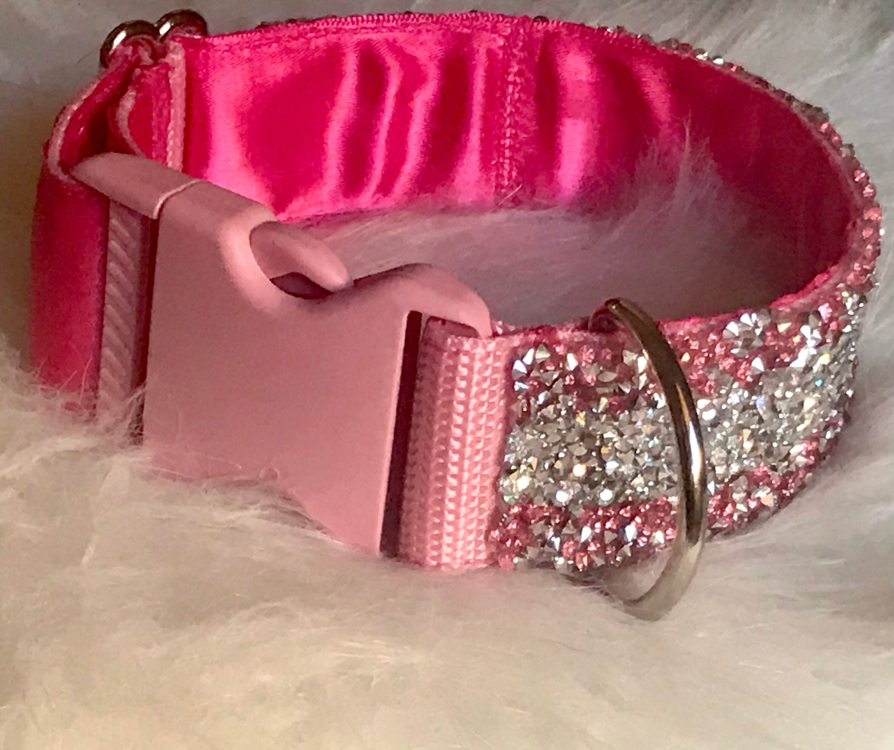 Rhinestone Bling Dog Collar 1.5 Wide Hot Pink Satin Ribbon | Etsy