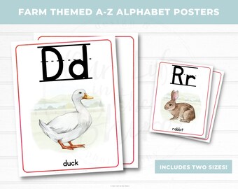Printable Farm Theme Alphabet Posters ABC Letters Classroom - Etsy