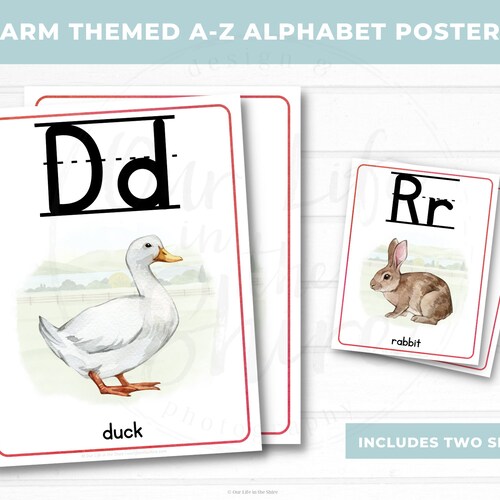 Farm Theme Alphabet Posters Flash Cards Classroom Decor - Etsy
