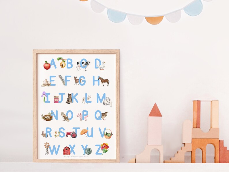 Farm Theme Alphabet Poster Nursery Poster Classroom Decor - Etsy