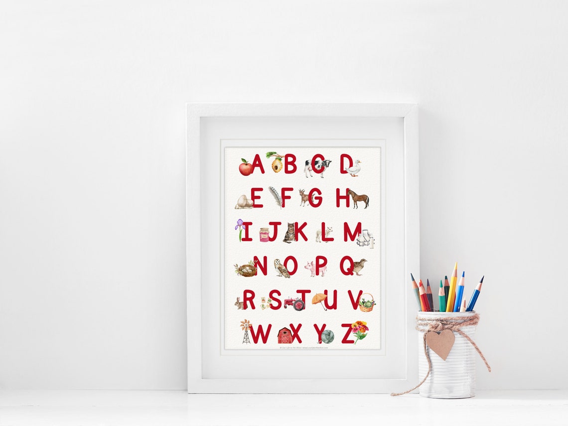 Farm Theme Alphabet Poster Nursery Poster Classroom Decor - Etsy