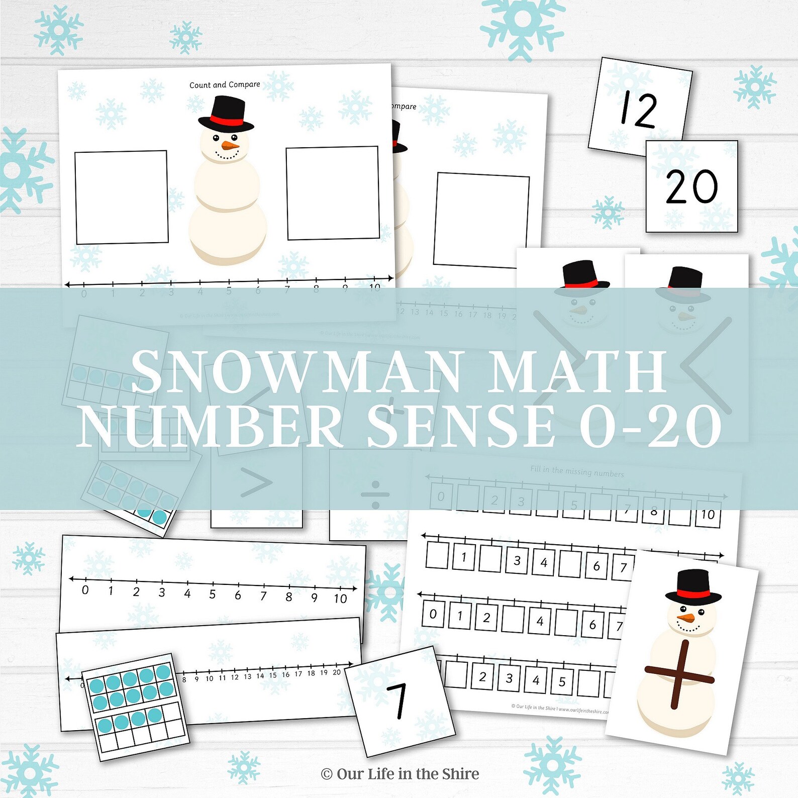 Snowman Math 0-20 Number Sense Homeschool Printable Activities Numbers ...