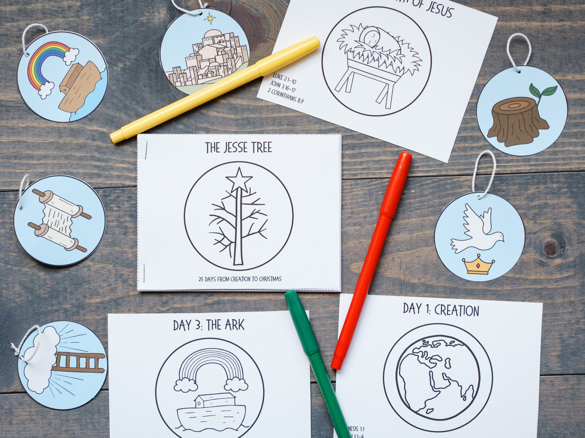 Jesse Tree Printable Advent Ornaments, Christmas Advent Coloring Book ...
