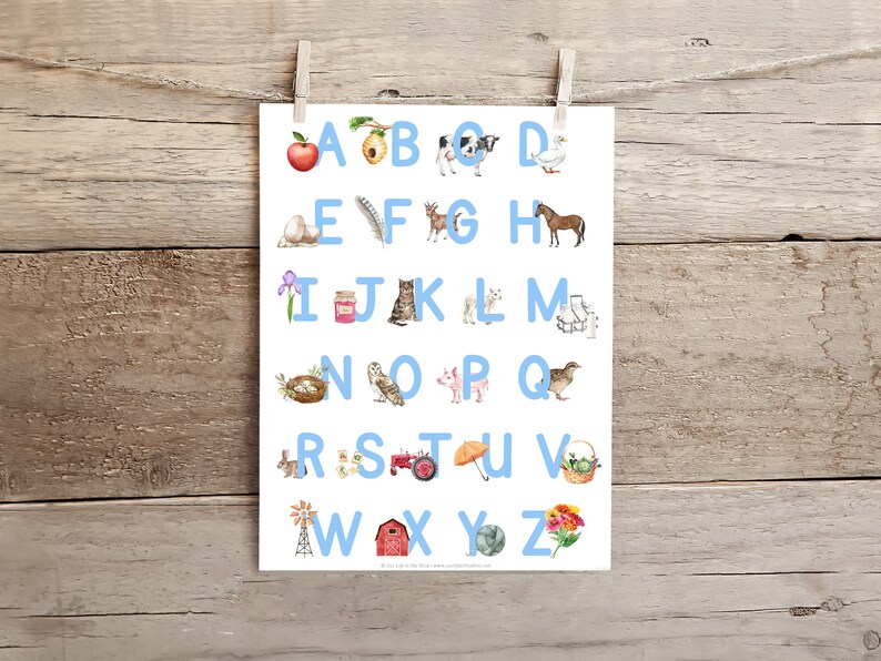 Farm Theme Alphabet Poster Nursery Poster Classroom Decor - Etsy