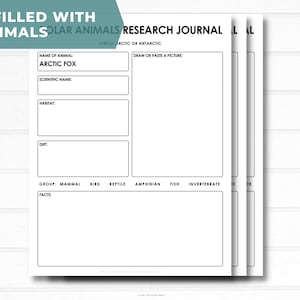 Polar Animals Research Journal and Fact Cards, Science Unity Study ...