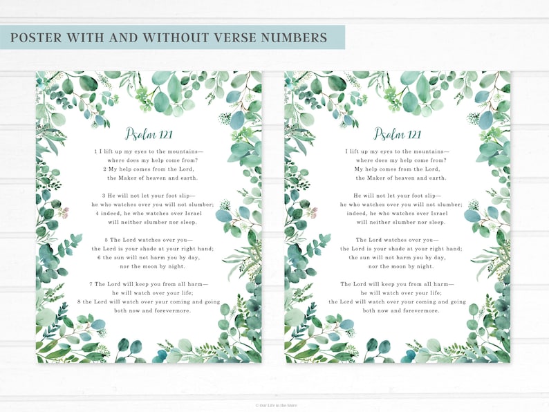 Psalm 121, Scripture Posters, Cards & Copywork, Bible Verses ...