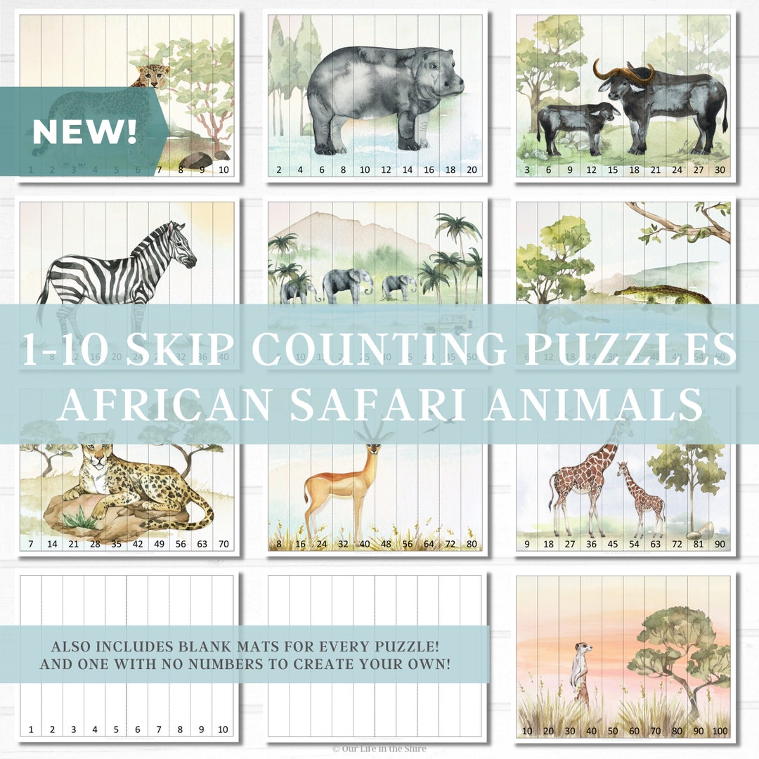 Skip Counting African Safari Animals | Homeschool Printable Activities ...