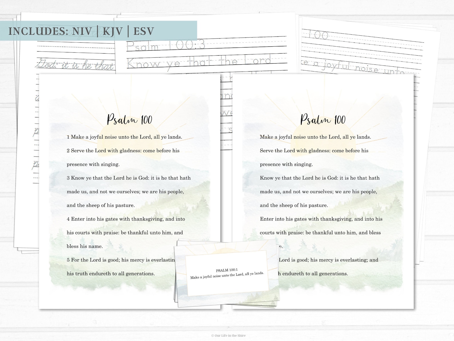 Psalm 100, Scripture Posters, Cards & Copywork, Bible Verses ...
