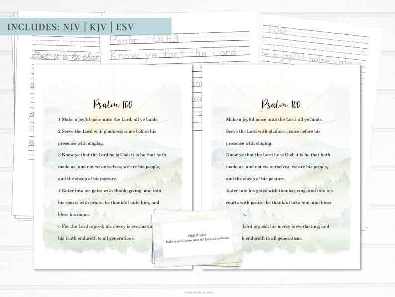 Psalm 100, Scripture Posters, Cards & Copywork, Bible Verses ...