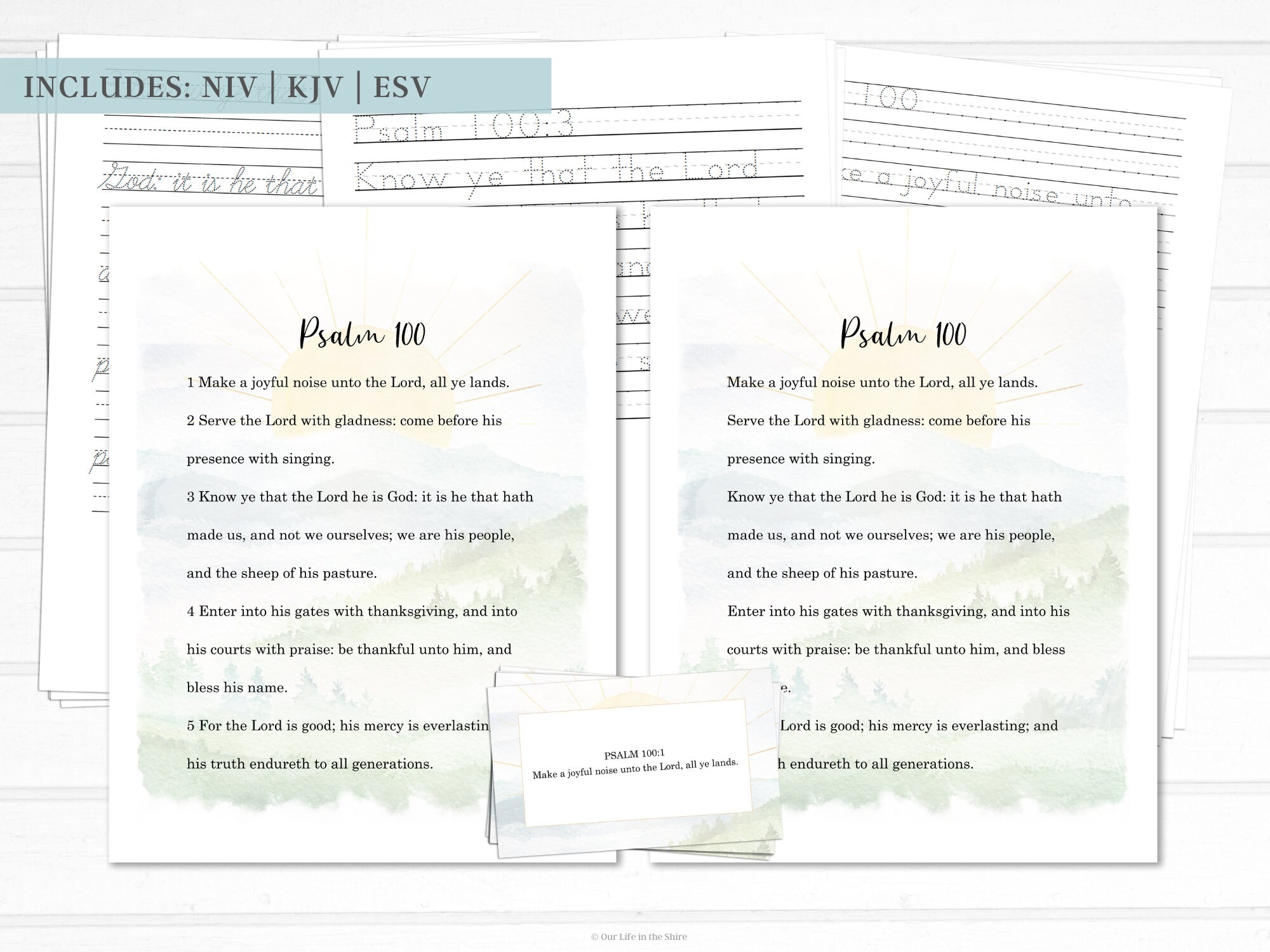 Psalm 100, Scripture Posters, Cards & Copywork, Bible Verses ...