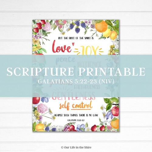 20 Fruit of the Spirit Printable Bookmarks galatians 5:22-23 - Etsy