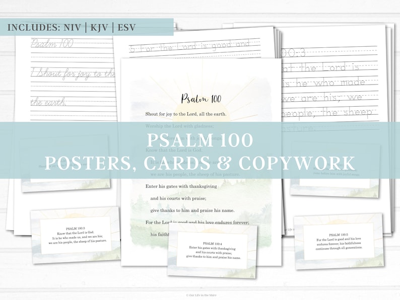 Psalm 100, Scripture Posters, Cards & Copywork, Bible Verses ...