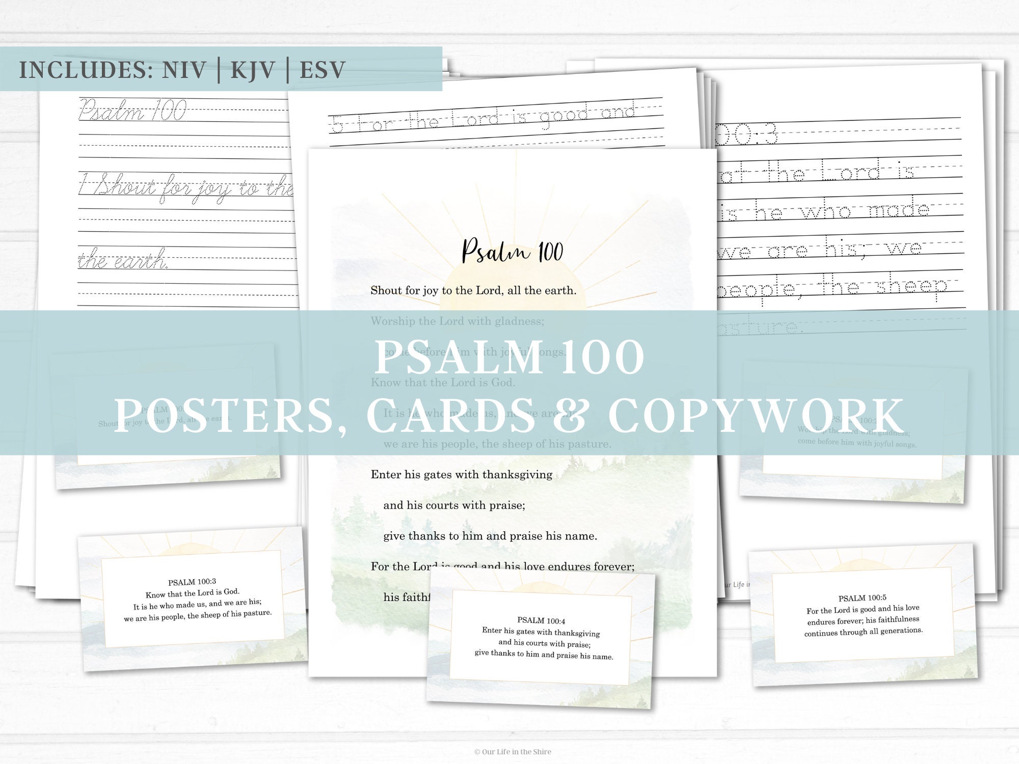 Psalm 100, Scripture Posters, Cards & Copywork, Bible Verses ...