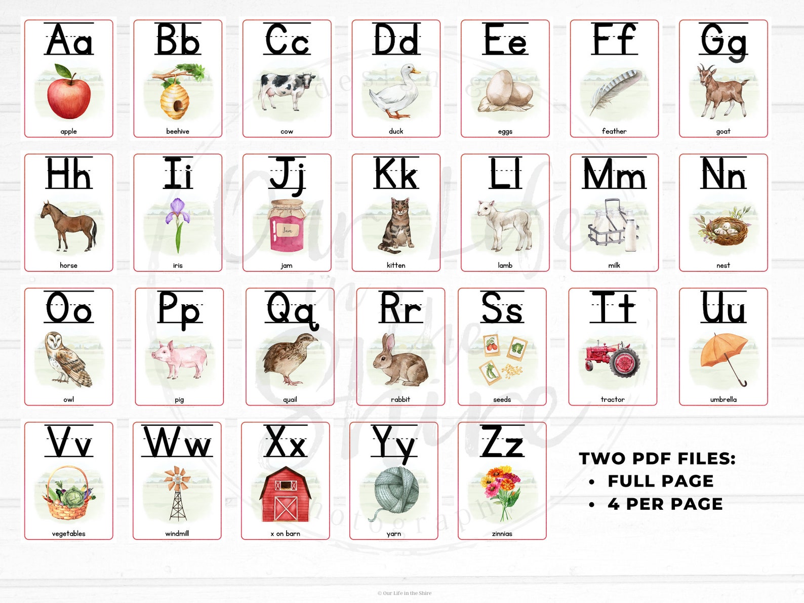 Farm Theme Alphabet Posters Flash Cards Classroom Decor - Etsy