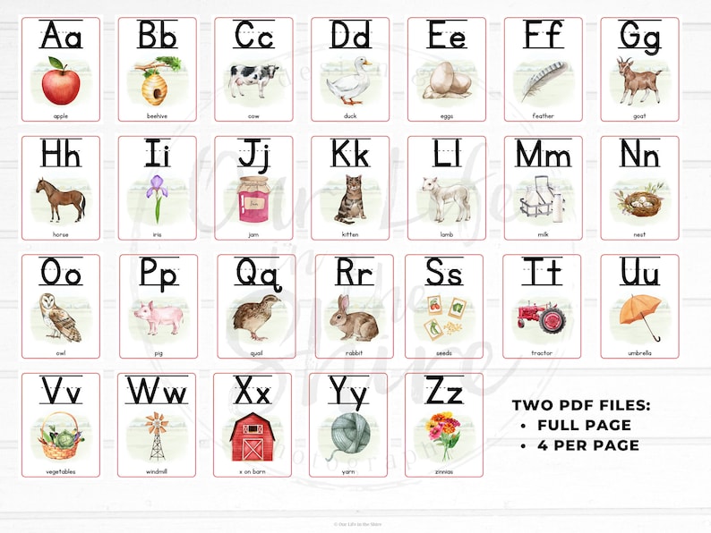 Farm Theme Alphabet Posters Flash Cards Classroom Decor - Etsy