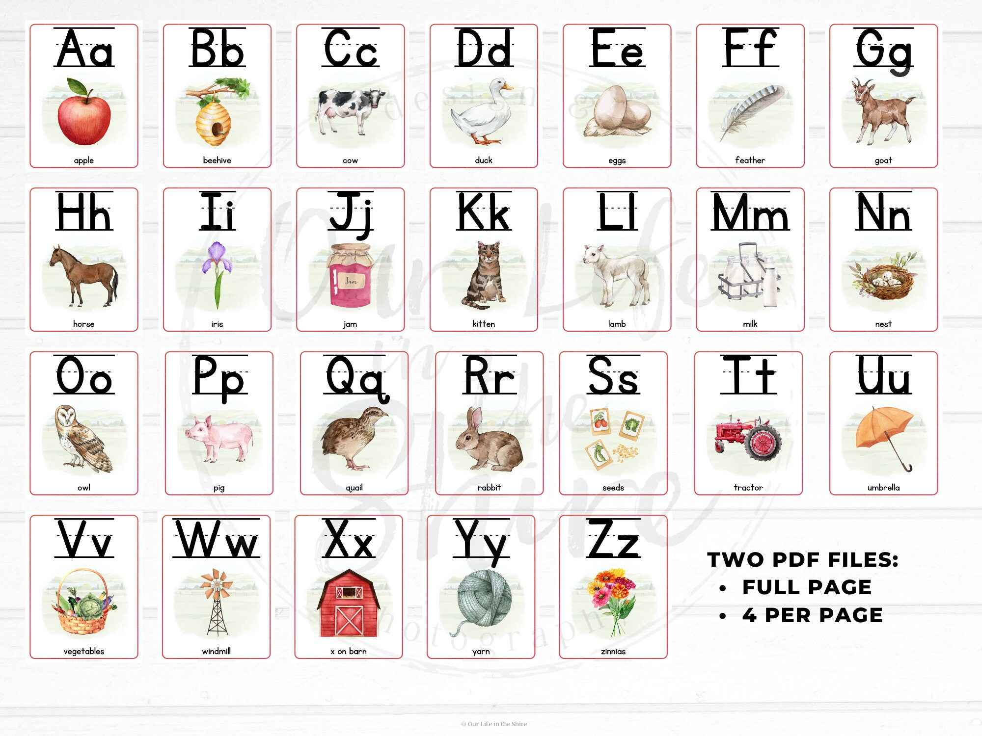 Farm Theme Alphabet Posters Flash Cards Classroom Decor - Etsy Canada