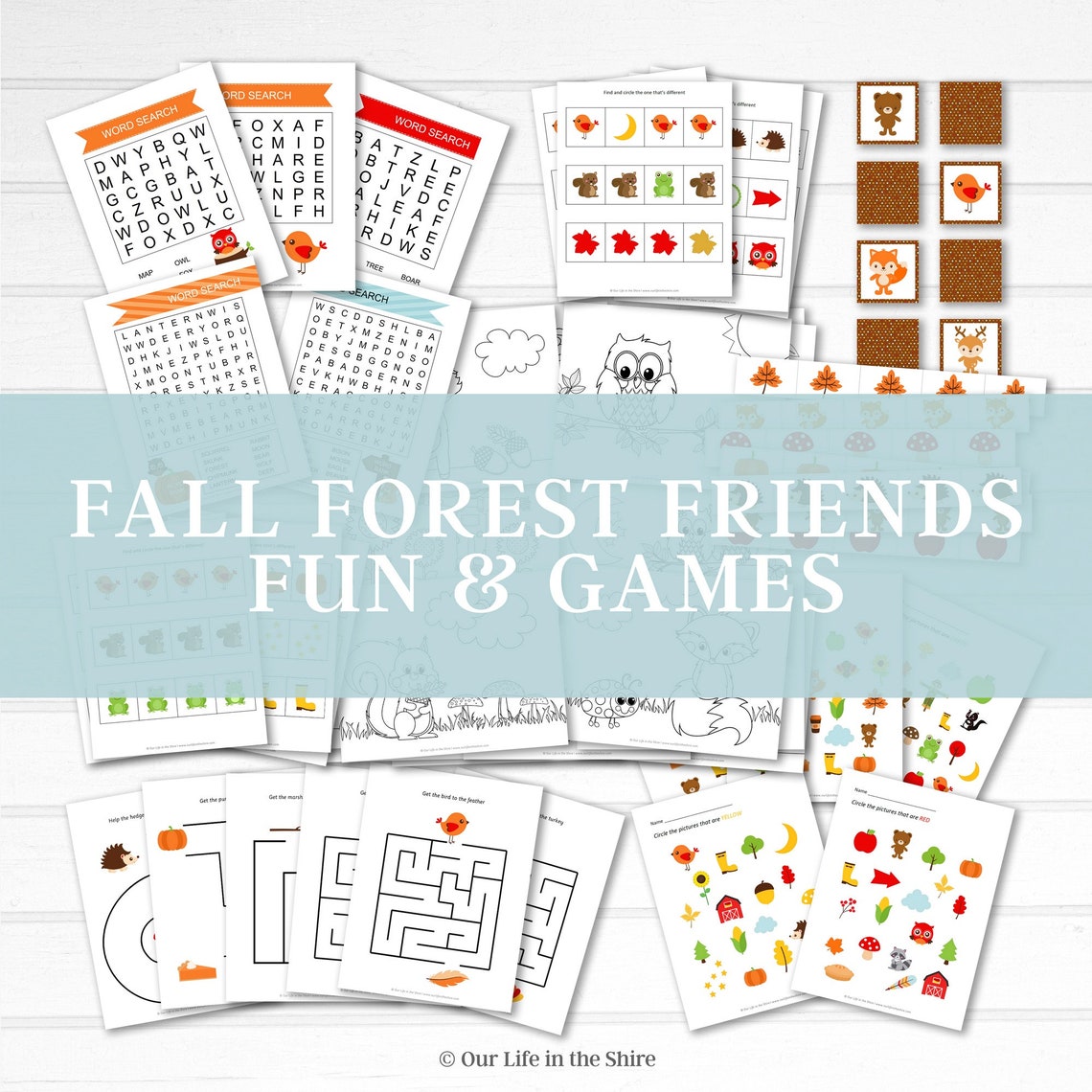 Fall Forest Friends Fun & Games Homeschool Printable | Etsy