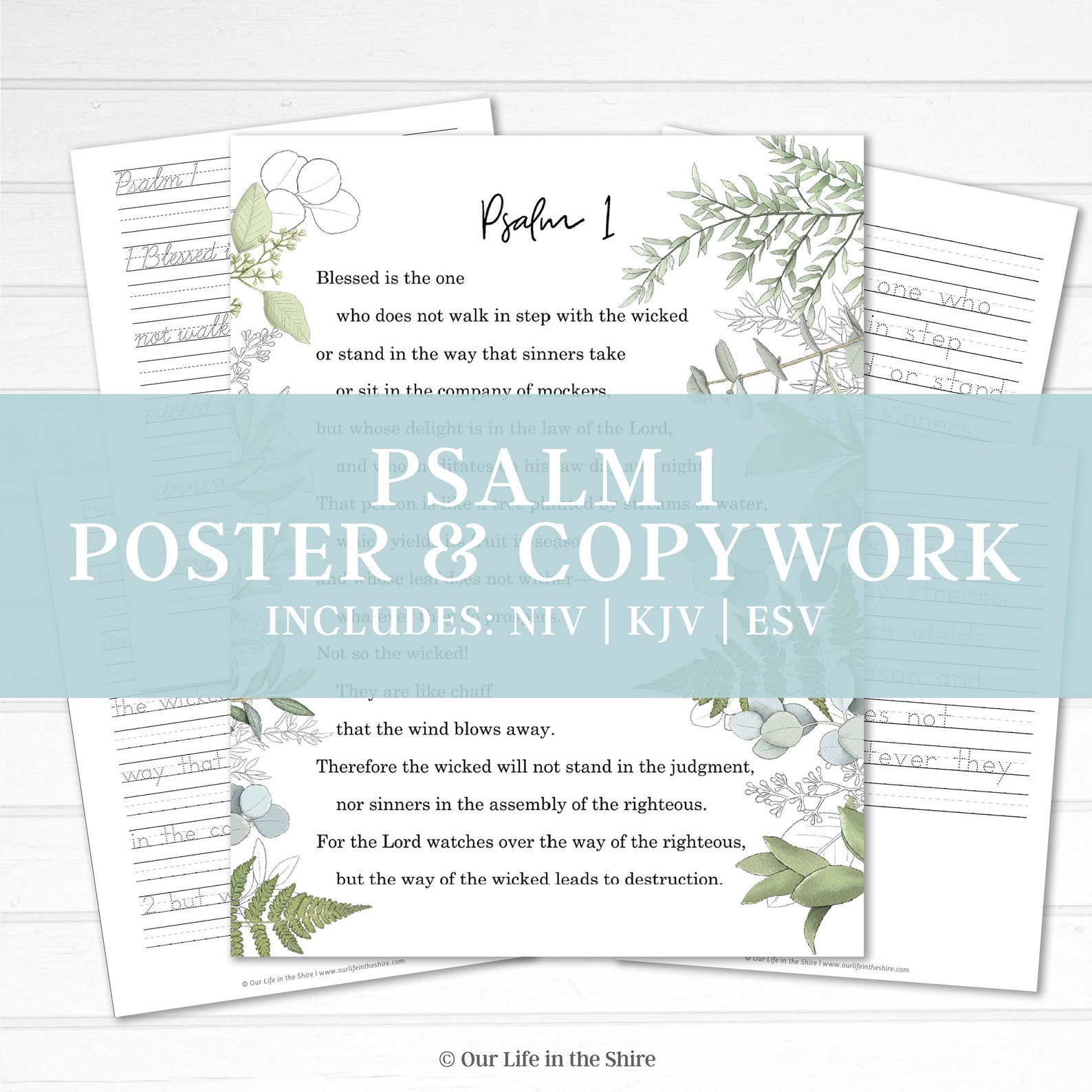 Psalm 1, Scripture Posters & Copywork, Bible Verses, Tracing ...