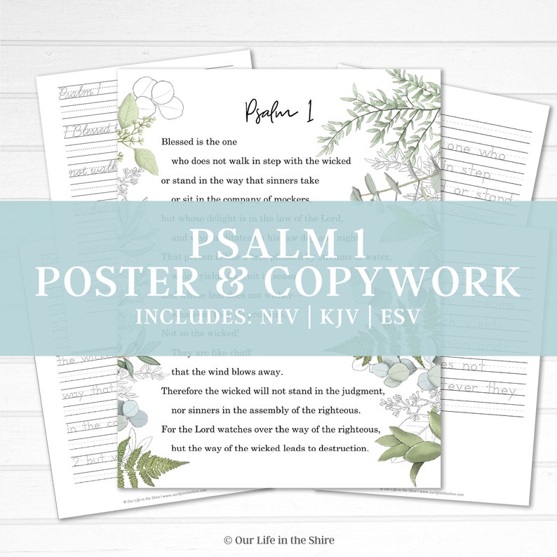 Psalm 1, Scripture Posters & Copywork, Bible Verses, Tracing ...