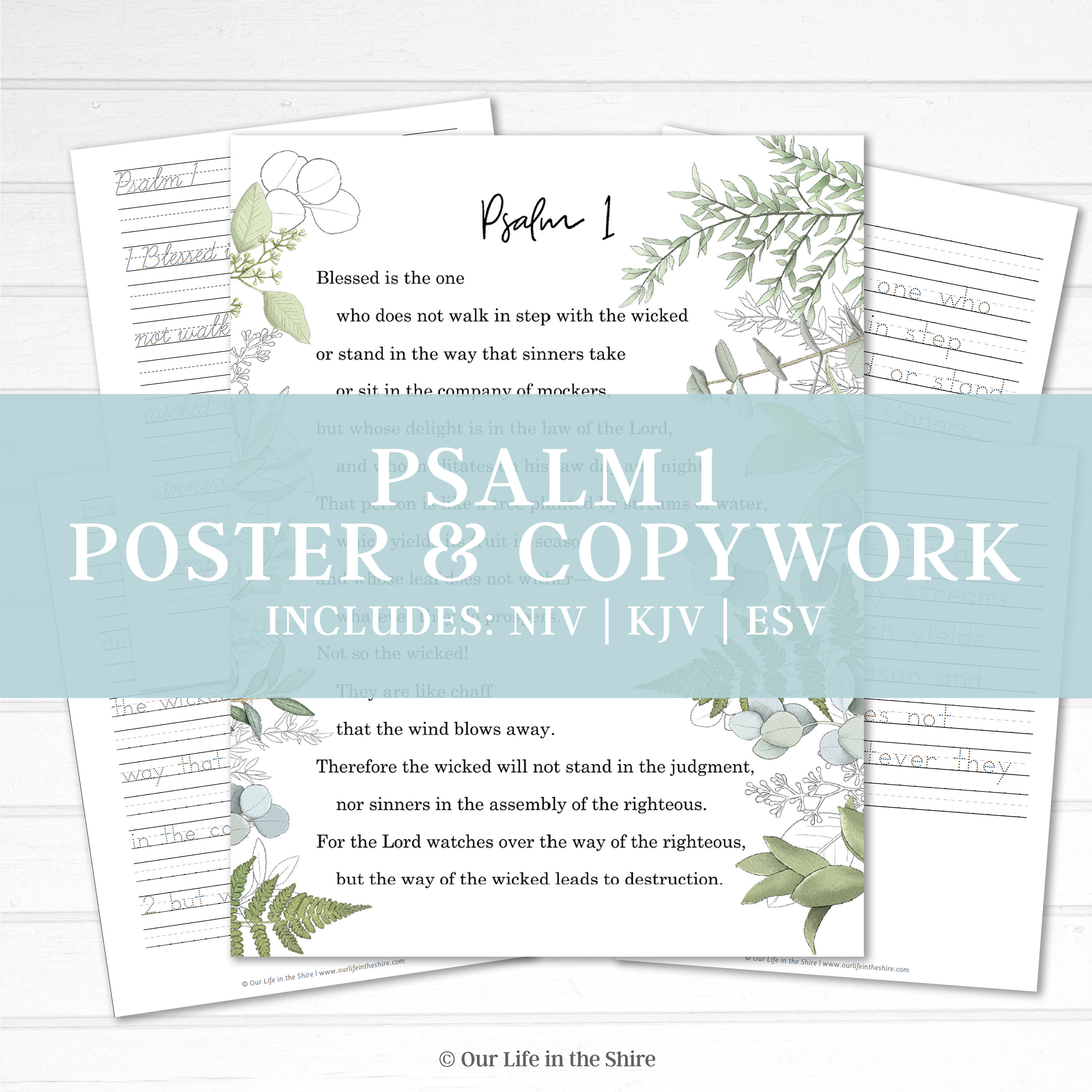 Psalm 1, Scripture Posters & Copywork, Bible Verses, Tracing ...