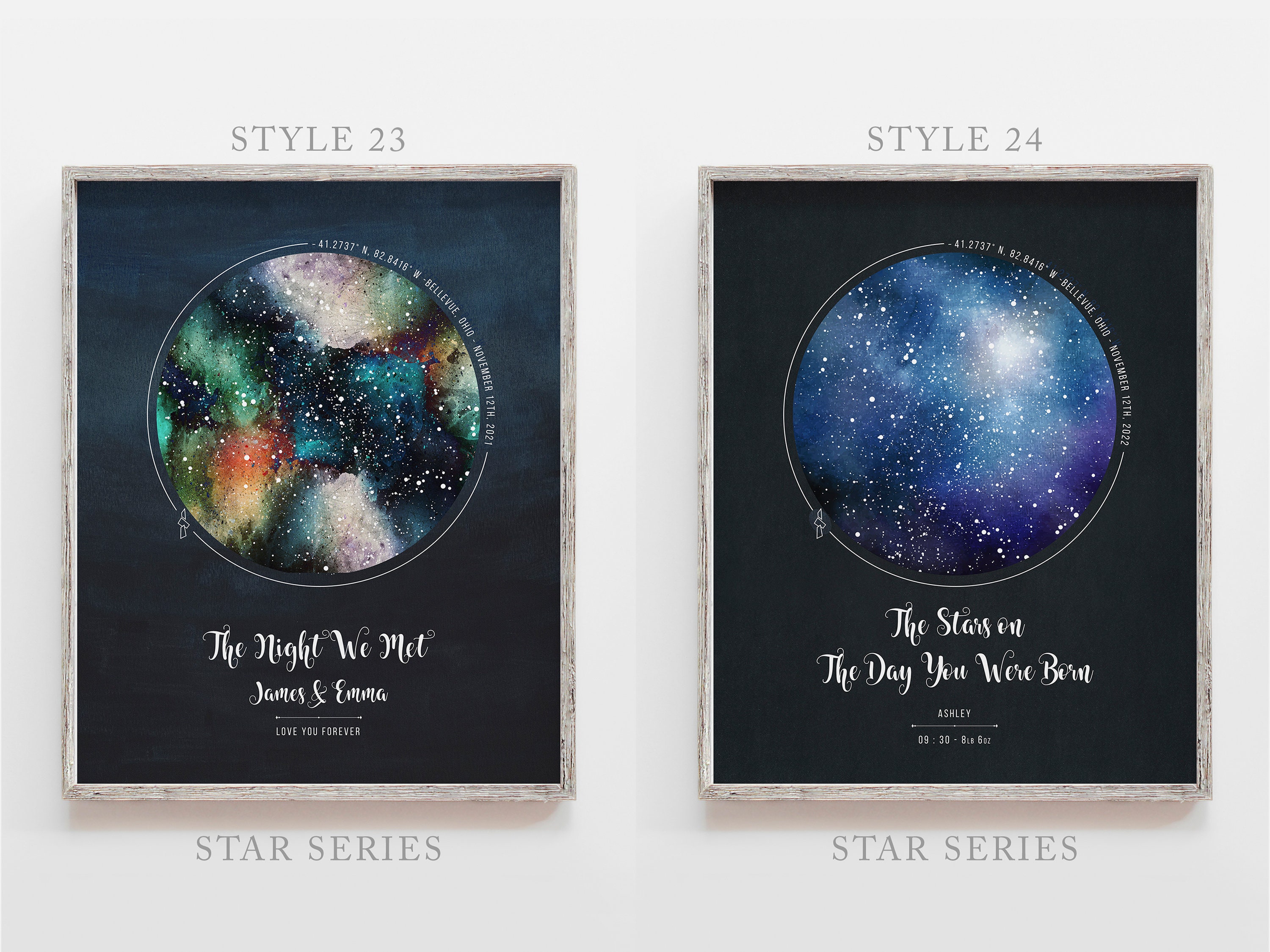 Custom Star Map Classic Night Sky Print by Date Sky Map - Etsy
