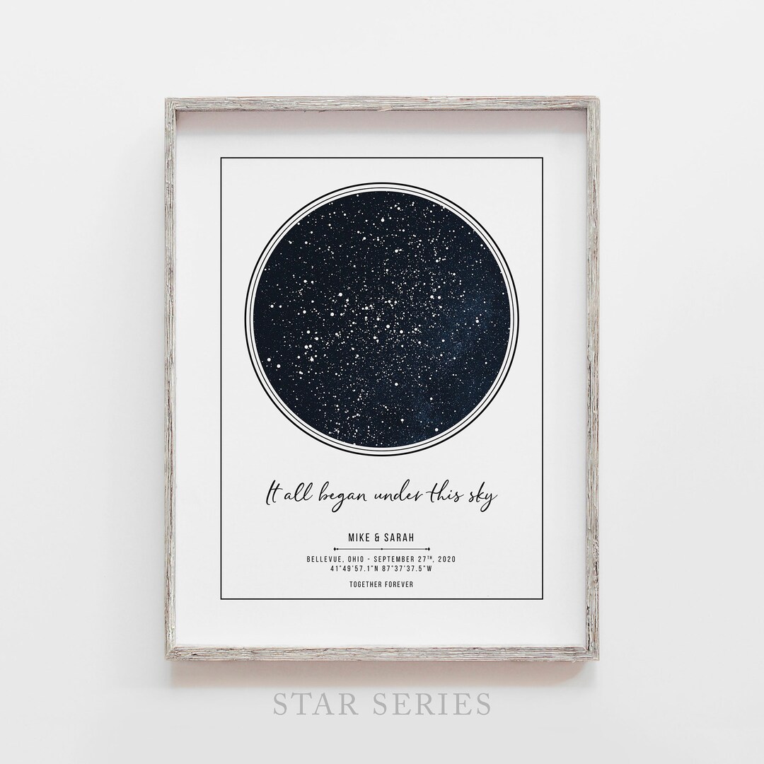 Custom Star Map Print, Star Map by Date, Digital Star Map Poster, Night ...