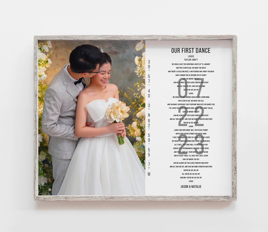 Our First Dance With Photo, Custom Framed First Dance Print on Canvas ...