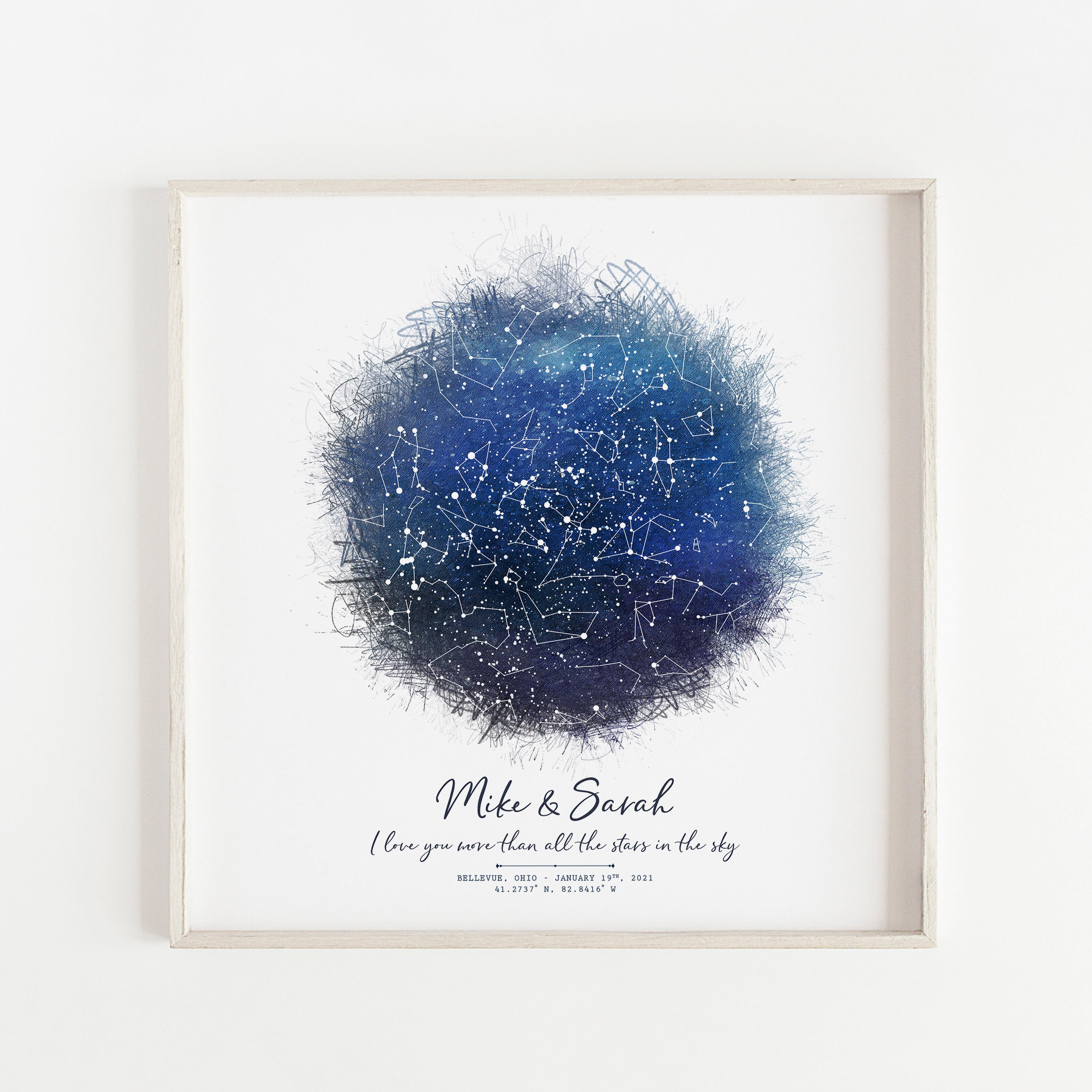 Birthday Constellation Print, Custom Star Map by Date Poster, First ...