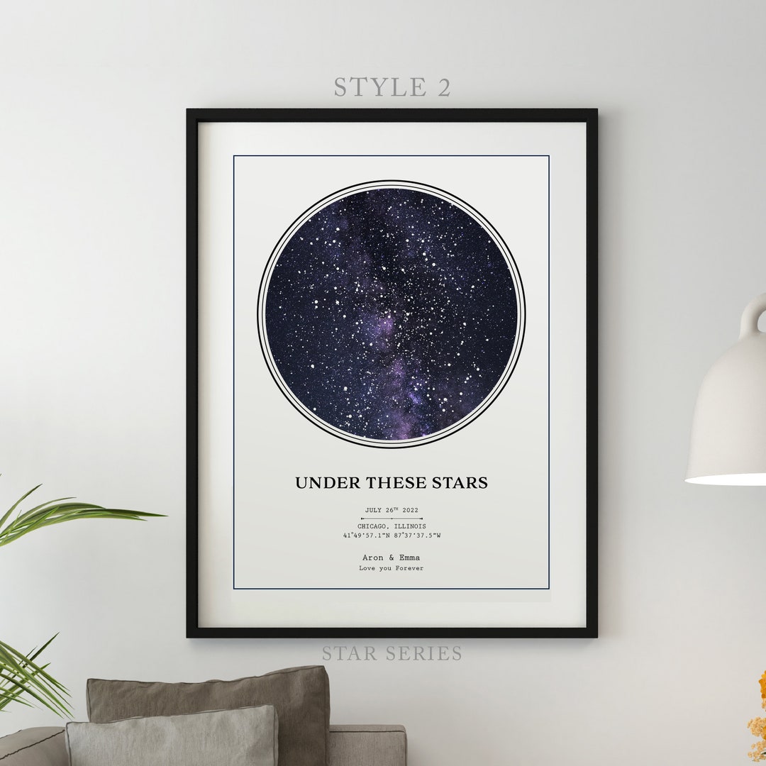 Custom Star Map by Date and Location, Personalized Sky Map Printable ...