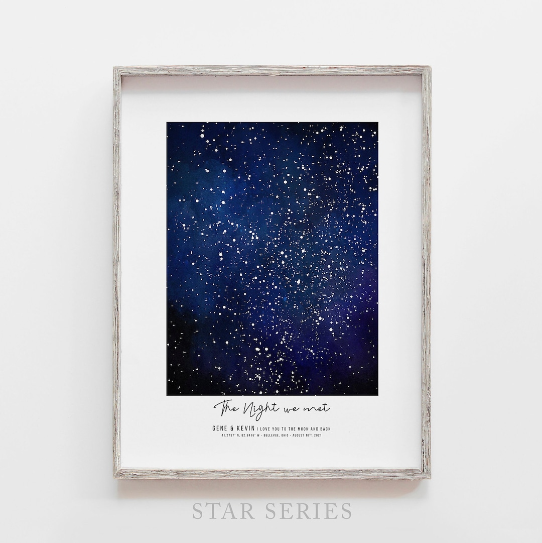 Star Map Anniversary Gift, Night Sky by Date, Night Sky Print, Star Map ...