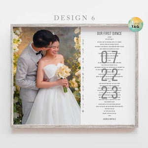 First Dance Lyrics With Photo, 1st Year Anniversary Gift for Wife ...