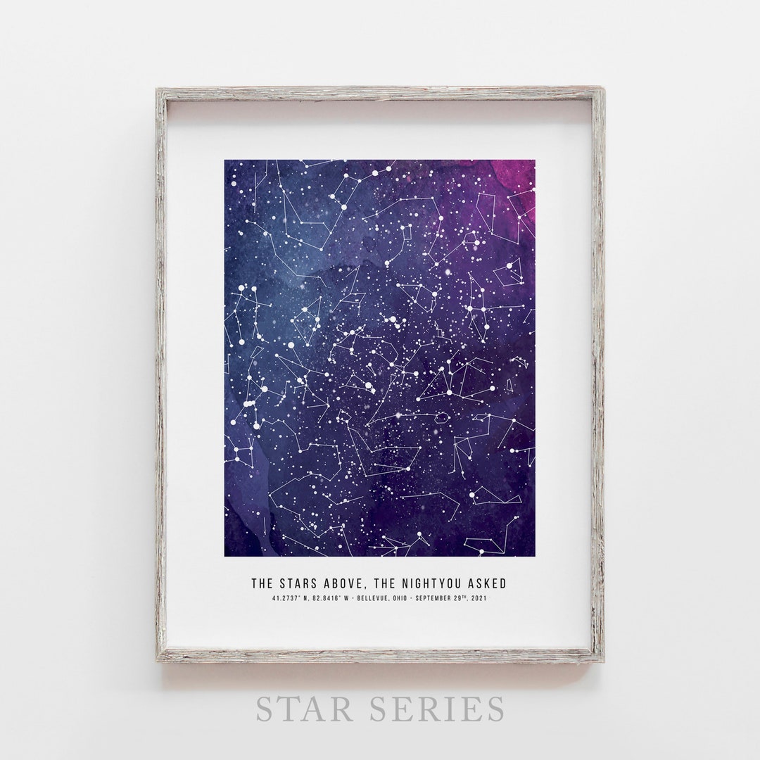 Custom Star Map, Digital Download, Star Map Print, Night Sky Chart ...