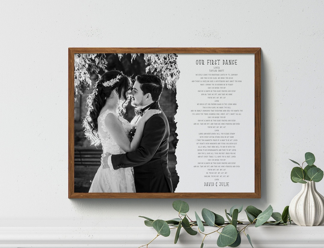 Personalised Wedding Song Lyrics Print, First Dance Song, Wedding Song ...