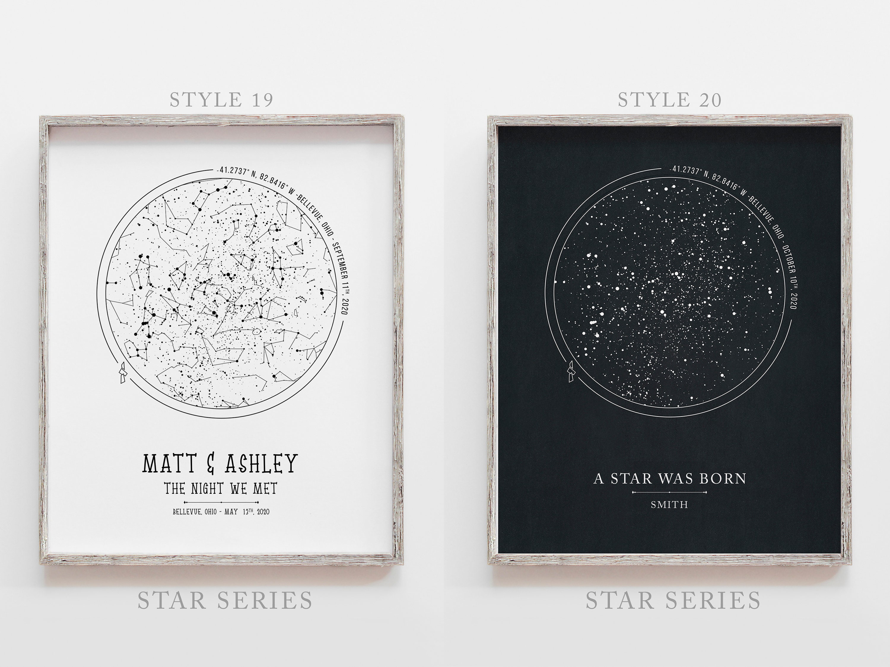 Custom Star Map Classic Night Sky Print by Date Sky Map - Etsy