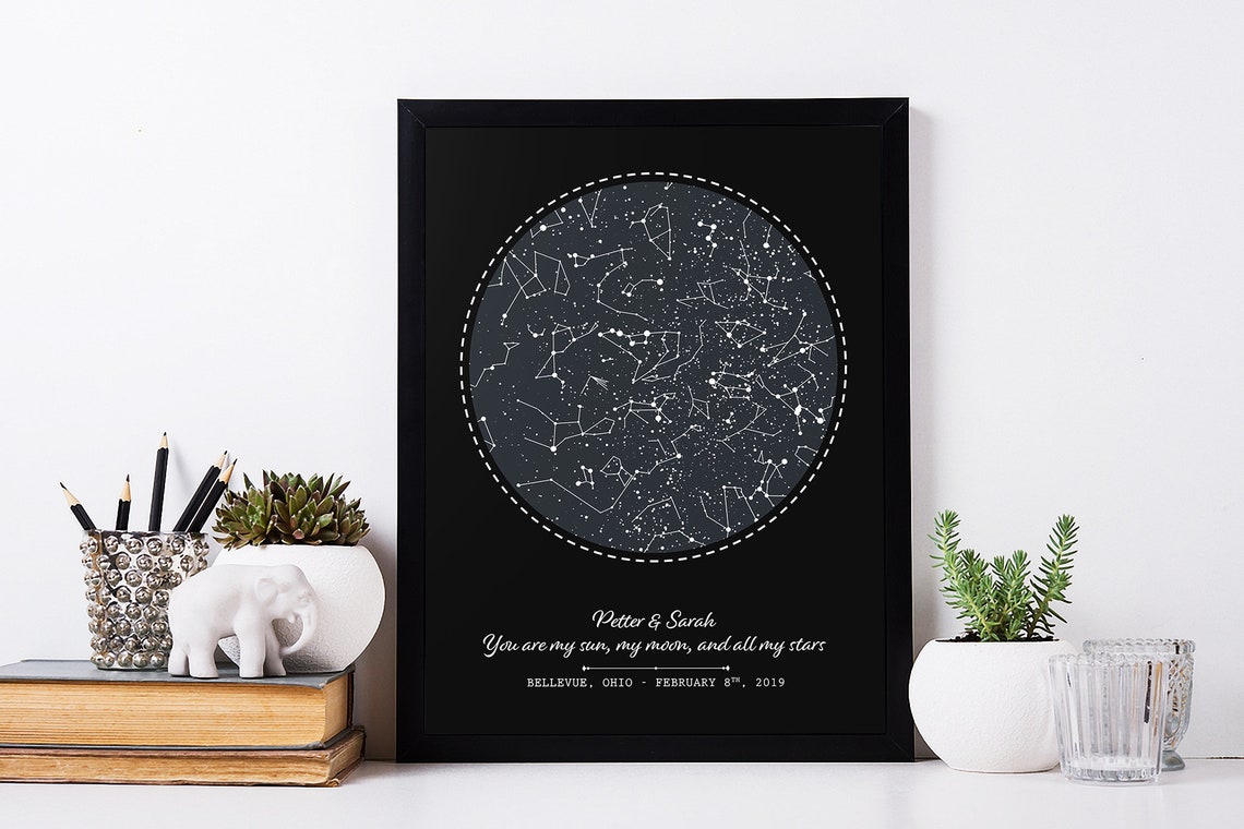 Custom night sky prints Birthday star map print Boyfriend | Etsy