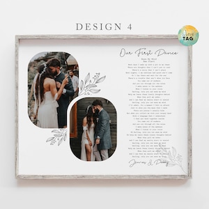 First Dance Lyrics With Photo, 1st Year Anniversary Gift for Wife ...