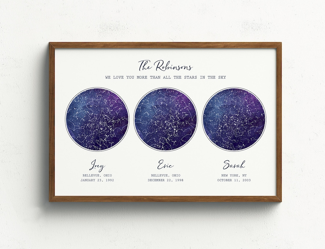 Our Family Star Map Prints, Personalized Custom Family Star Map Print ...