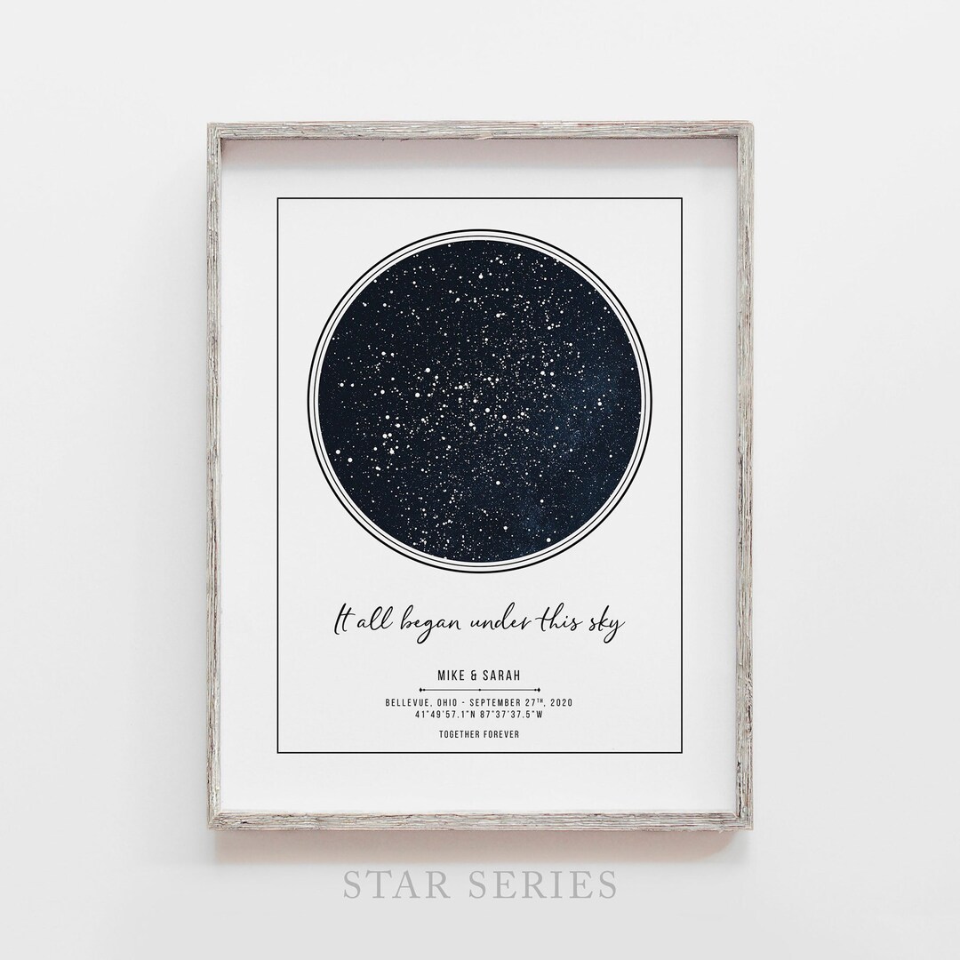 Custom Star Map Print, Star Map by Date, Digital Star Map Poster, Night ...