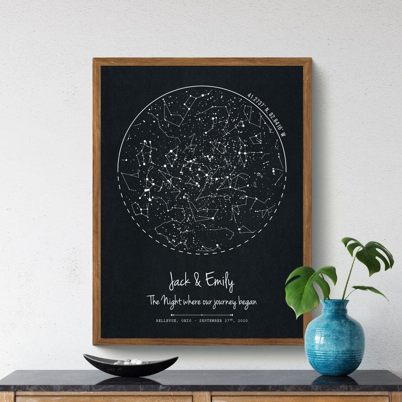Star Map Anniversary Gift Night Sky by Date Night Sky Print - Etsy