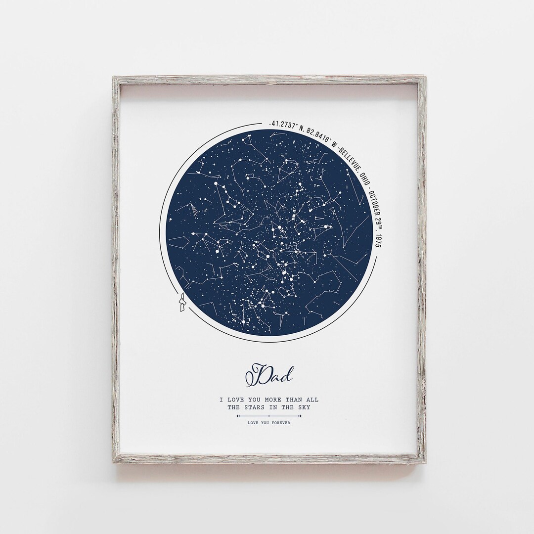 Fathers Day Gift From Daughter | Personalized Star Map Print | Mothers ...
