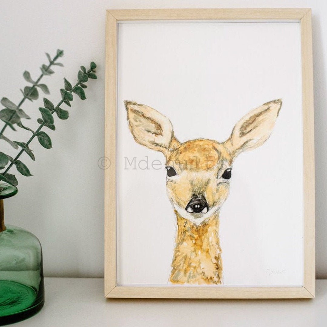 Faon, Drawing, Children's Room, Kids Room, Fawn, Nursery Wall Art - Etsy