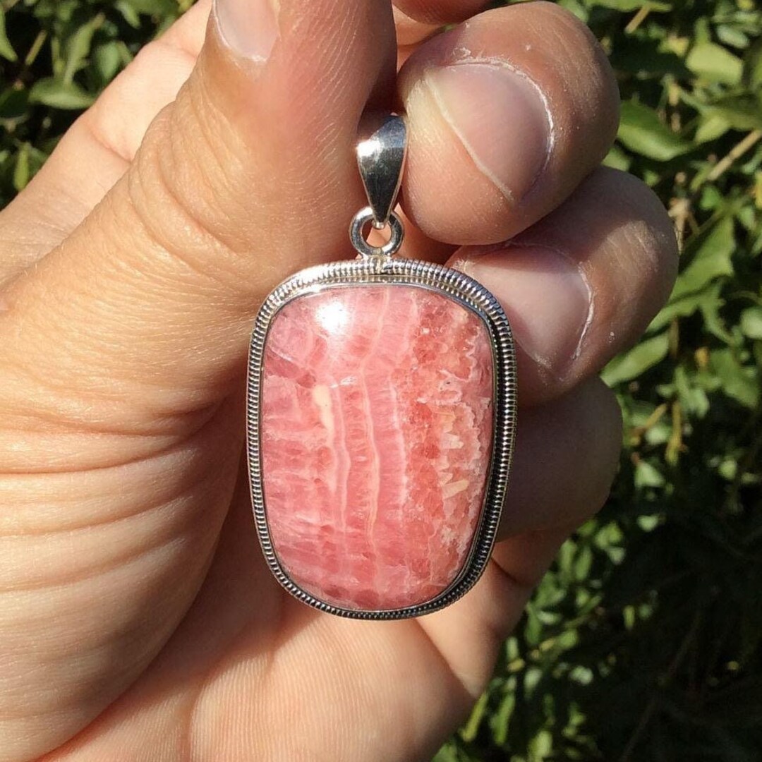 Rodocrosita con colgante de plata esterlina .925 - Etsy México