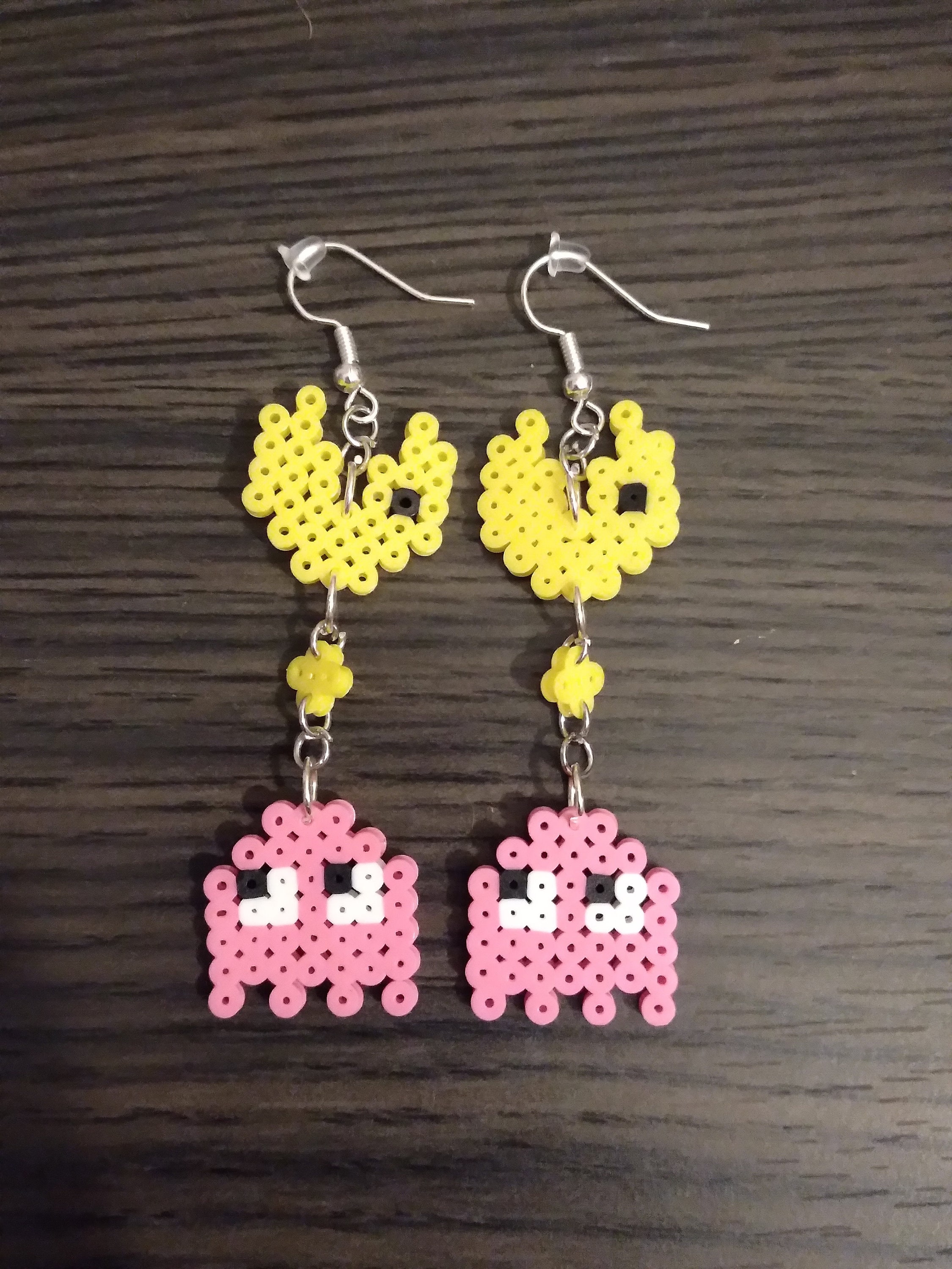 Cute Pacman Inspire Mini Perler Bead Dangle Earrings - Etsy