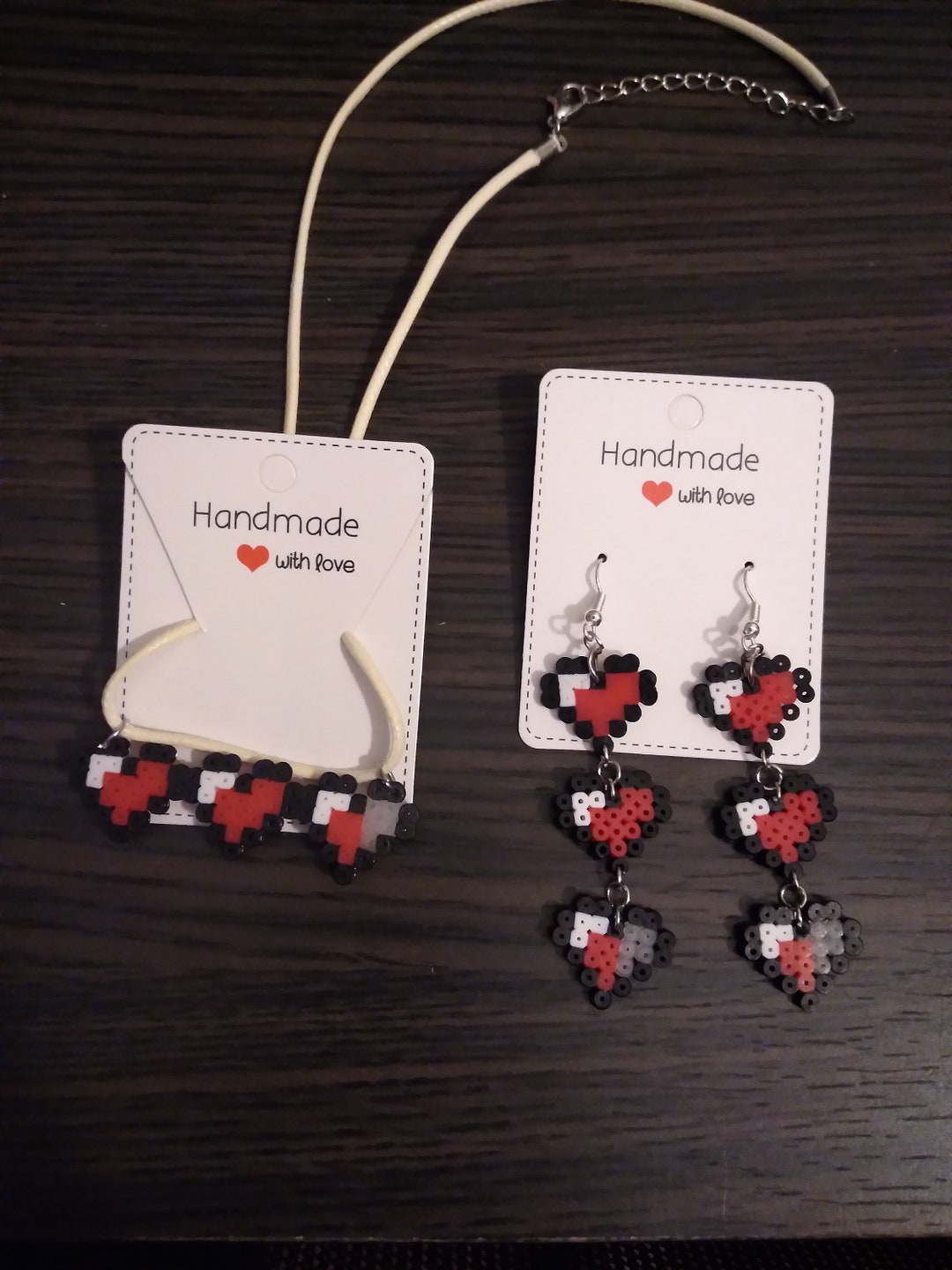 LOZ Heart Container Inspired Mini Perler Bead Jewelry Set - Etsy