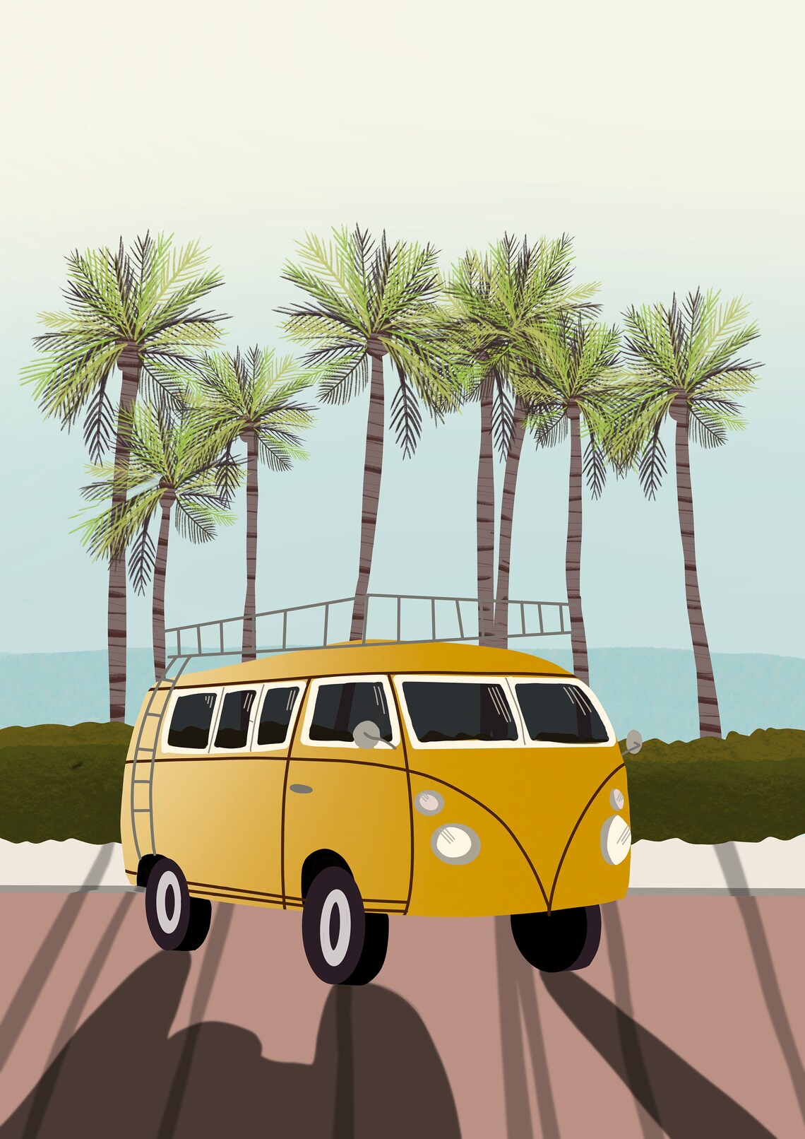 Van Life poster landscape illustration van décor vintage | Etsy