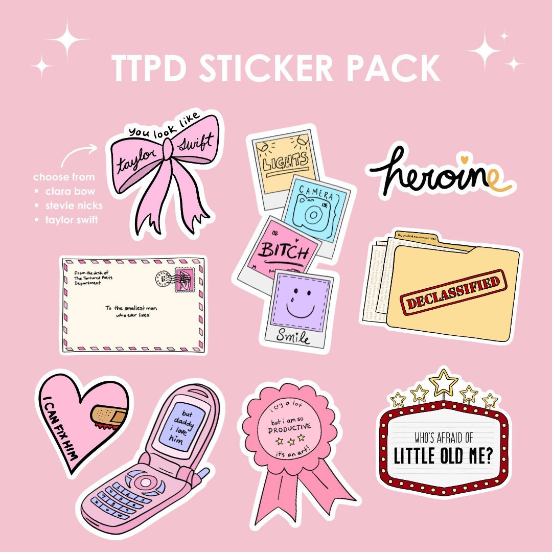 The Tortured Poets Department Waterproof Sticker Pack - Taylor Swift ...