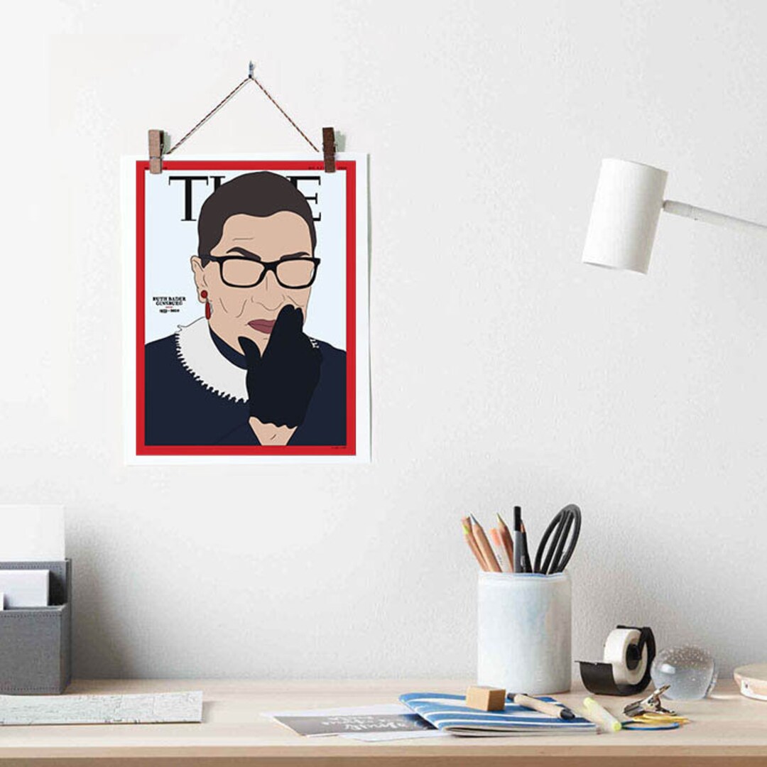 Ruth Bader Ginsburg Wall Art Print Cartoon TIME Drawing of Feminist ...
