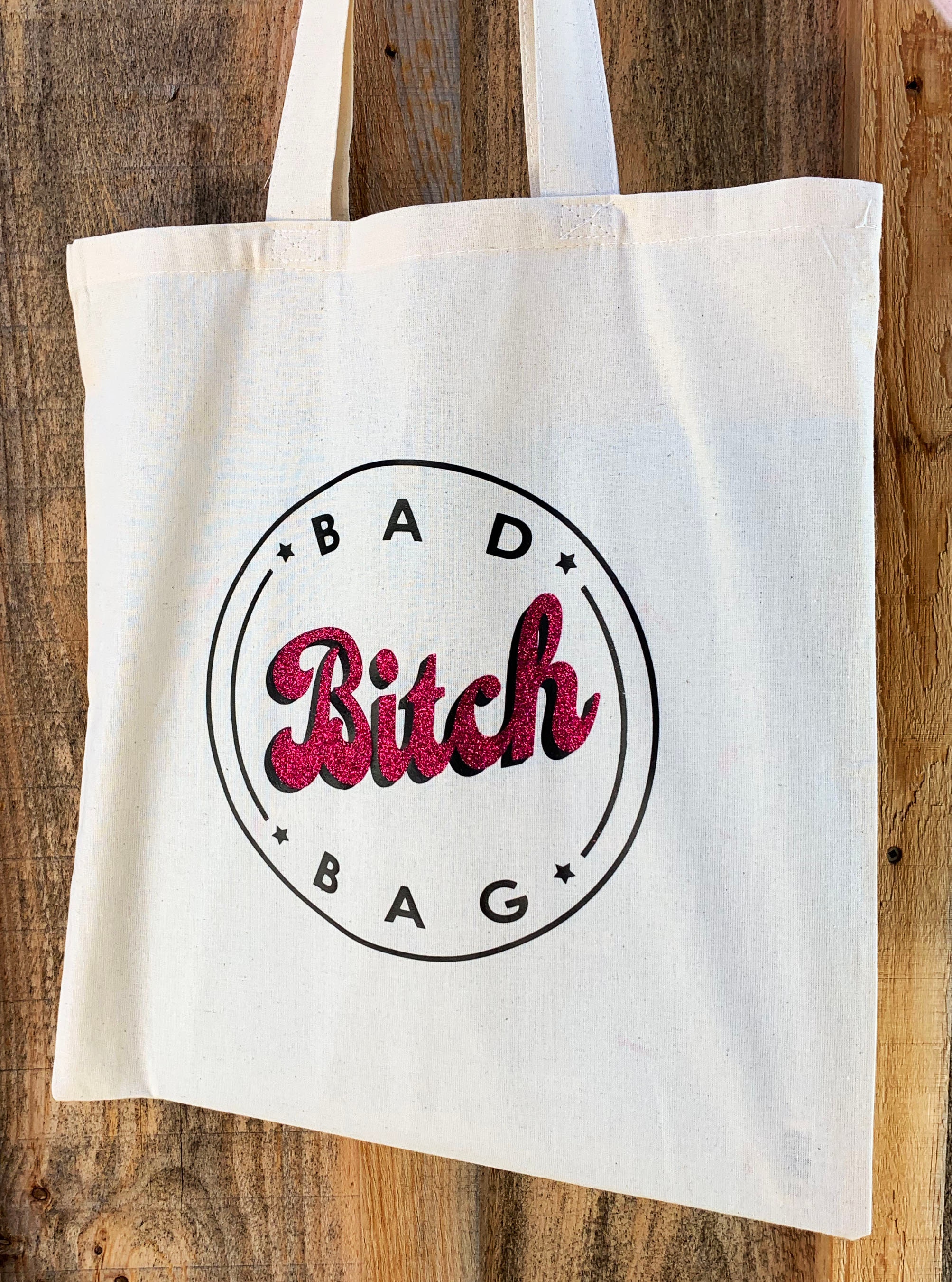 Reusable Canvas Tote Bag Bad Bitch Bag Natural Shoulder | Etsy