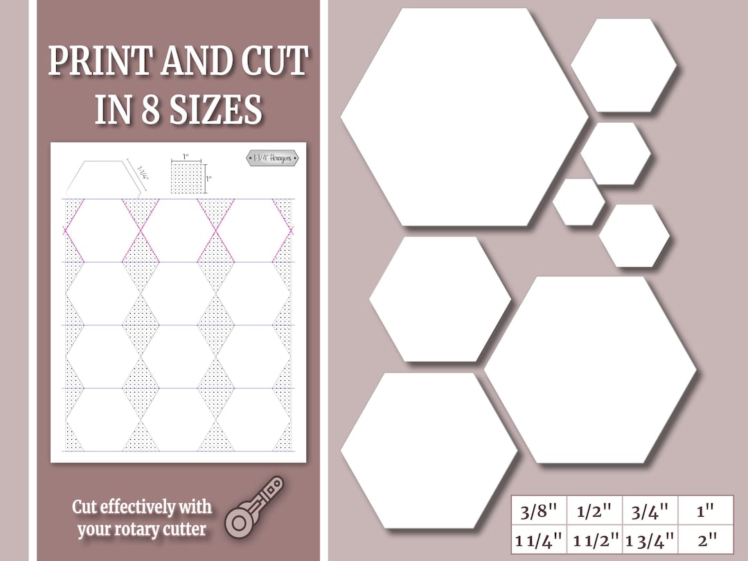 Printable Hexagon EPP Templates – 8 Sizes, Easy-cut (PDF Pattern) - Etsy